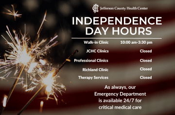 JCHC CLINICS AND JCHC WALK-IN CLINIC HOLIDAY HOURS